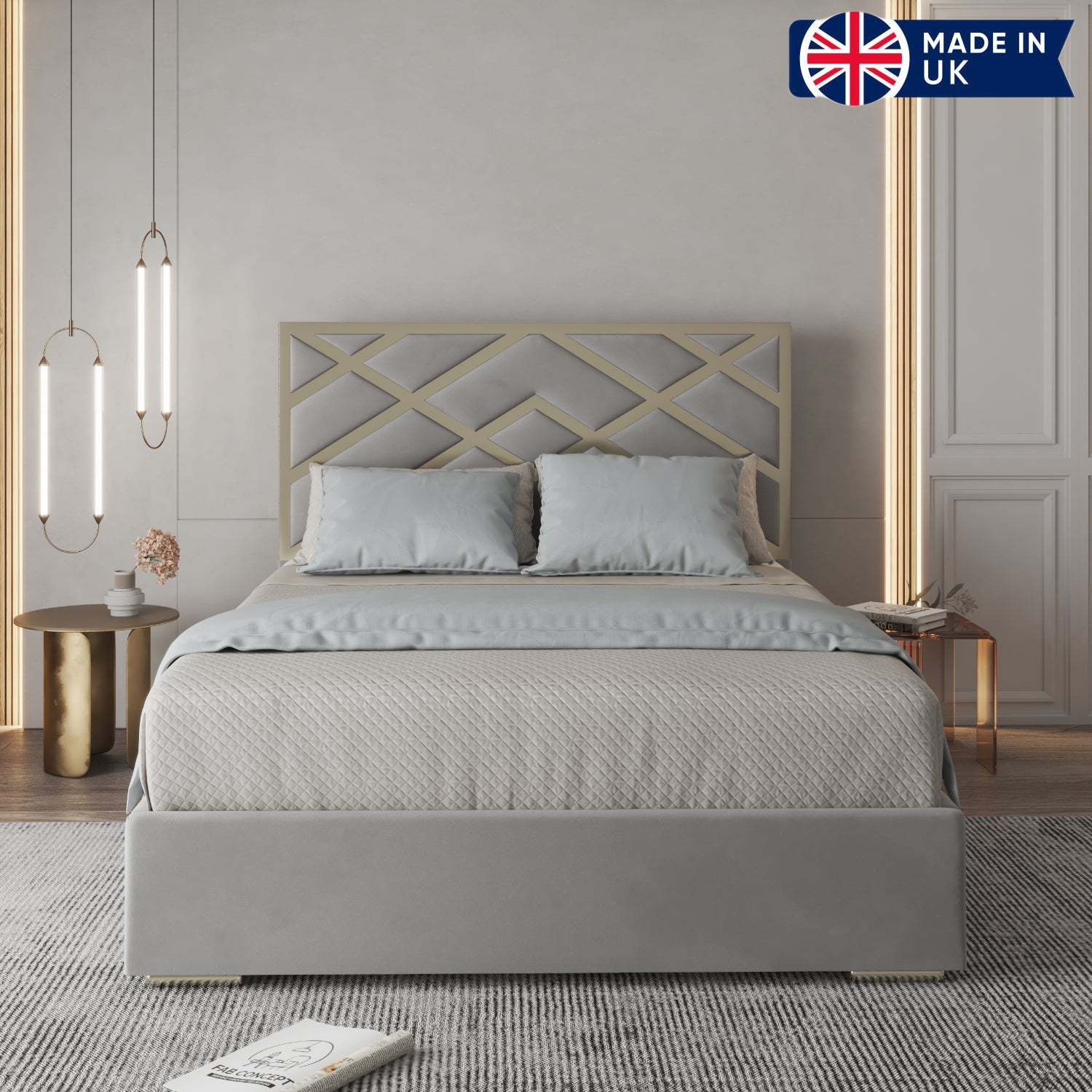 Amilio Upholstered Soft Velvet Metal Bed Frame - Made In UK | Luxury ...