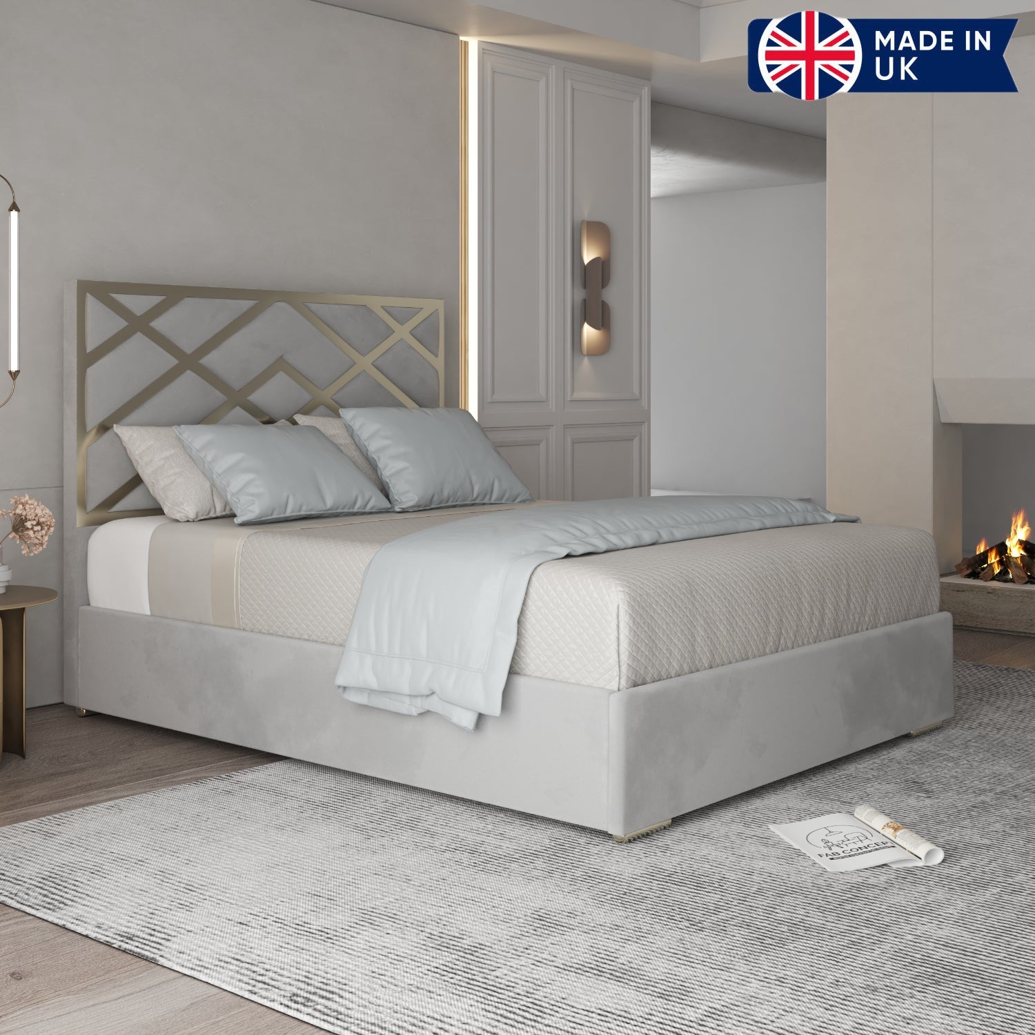 Amilio Upholstered Soft Velvet Metal Bed Frame - Made In UK | Luxury ...